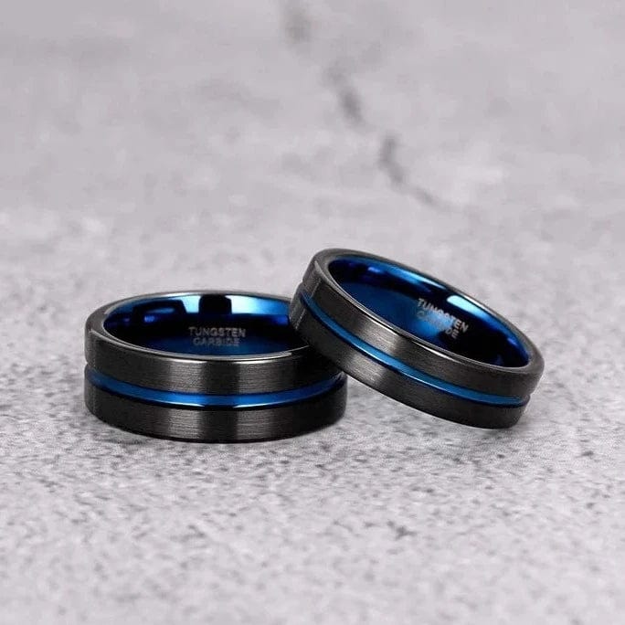 Black and Blue Tungsten Ring | Viking Warriors