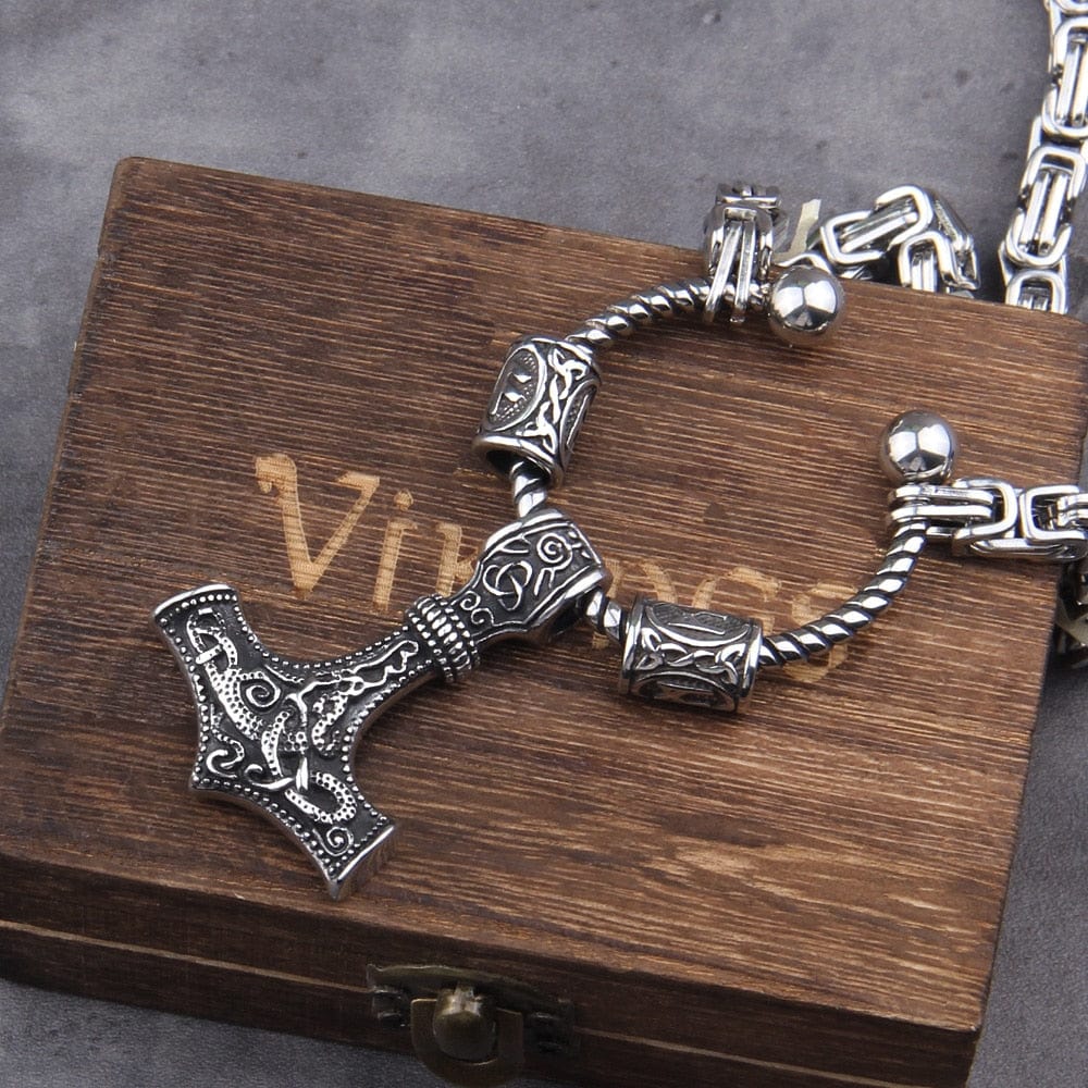 Thor's hammer King chain Stainless Steel | Viking Warriors