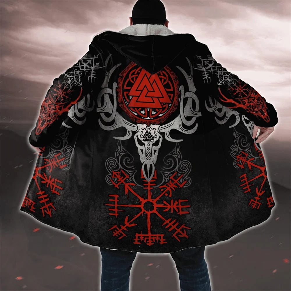 Viking Cloak with Hood - Warm Winter Nordic Hooded Coat for Men ...