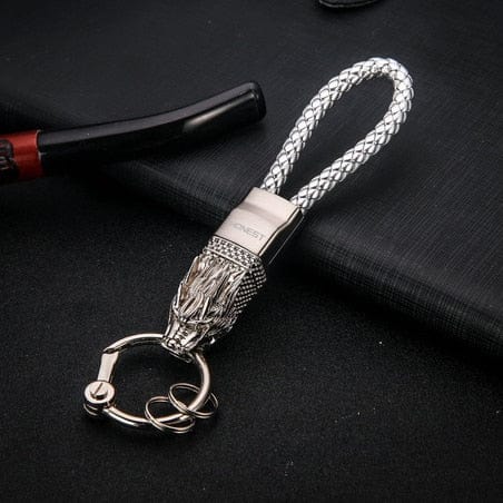 Wolf Head LED Light Leather Keychain | Viking Warriors